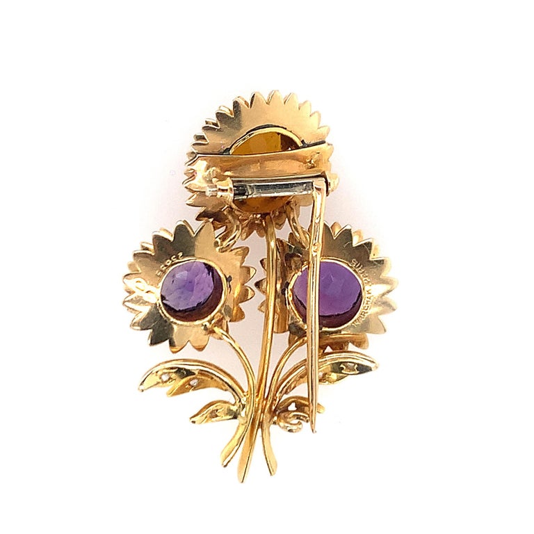 Marchak Gem Stone Flower Pin For Sale at 1stDibs