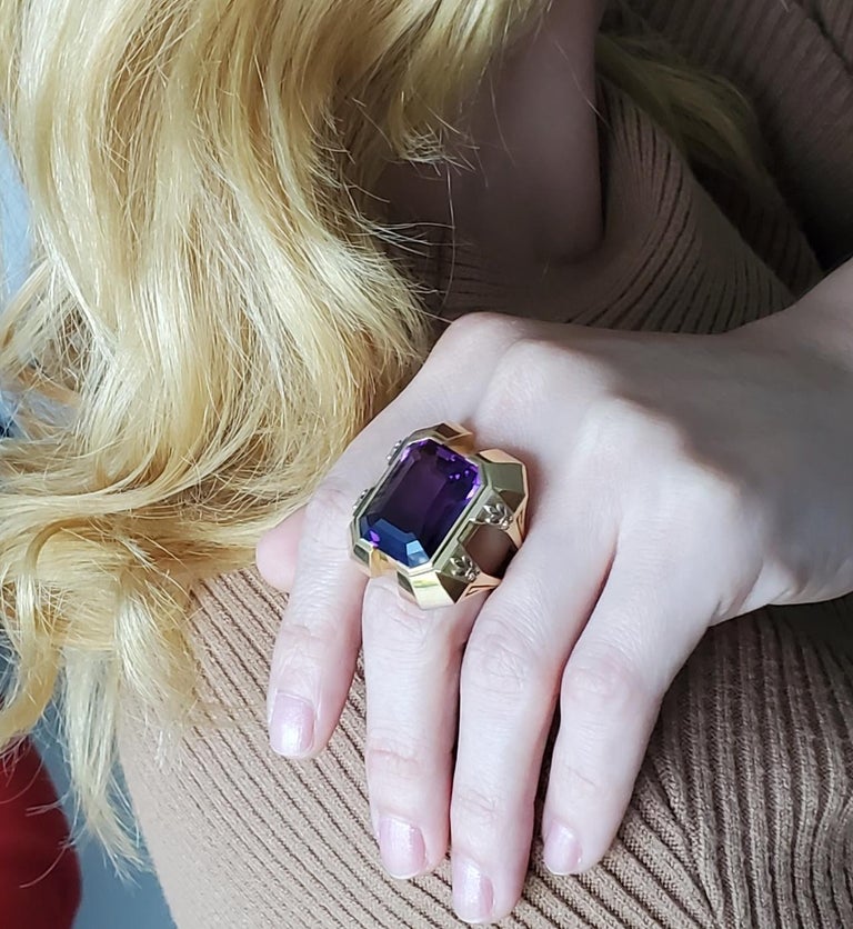 Marchak Paris 1930 Art Deco Geometric Ring In 18Kt Gold With 42.84 Cts ...