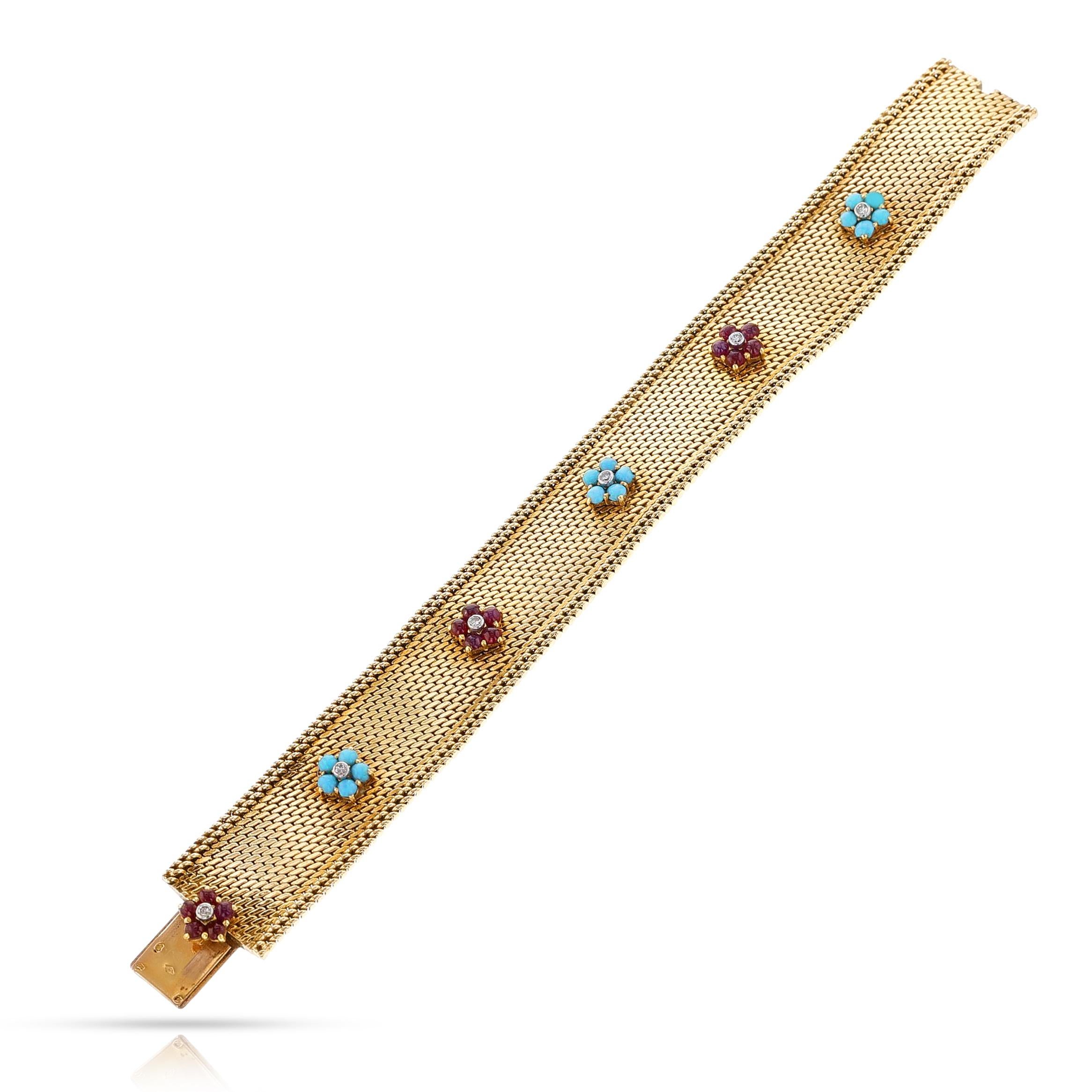 Marchak Paris Turquoise, Ruby, Diamond Bracelet by George L'enfant, 18k ...