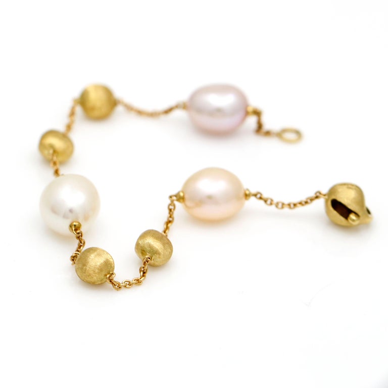 Marco Bicego Africa Pearl Bracelet in 18k Yellow Gold For Sale at 1stDibs
