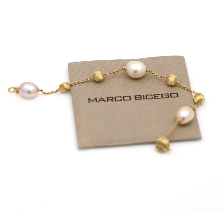 Marco Bicego Africa Pearl Bracelet in 18k Yellow Gold For Sale at 1stDibs