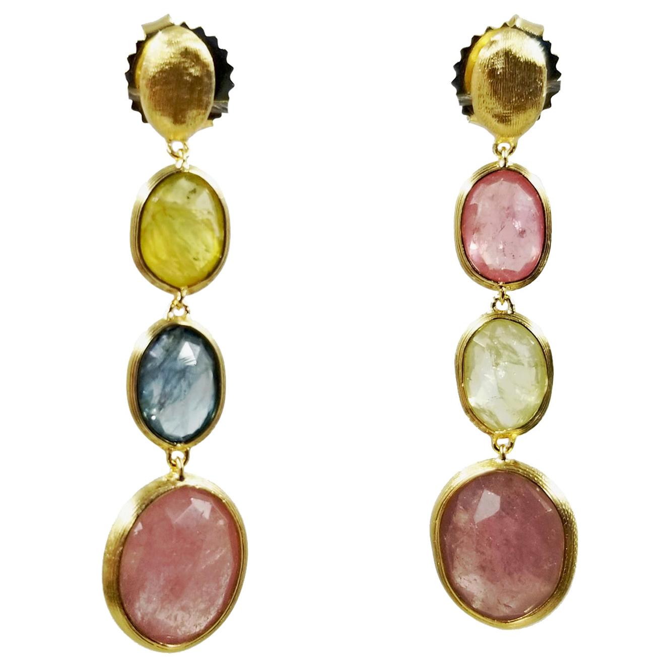 Natural Multi-Color Sapphire Necklace and Earrings at 1stDibs