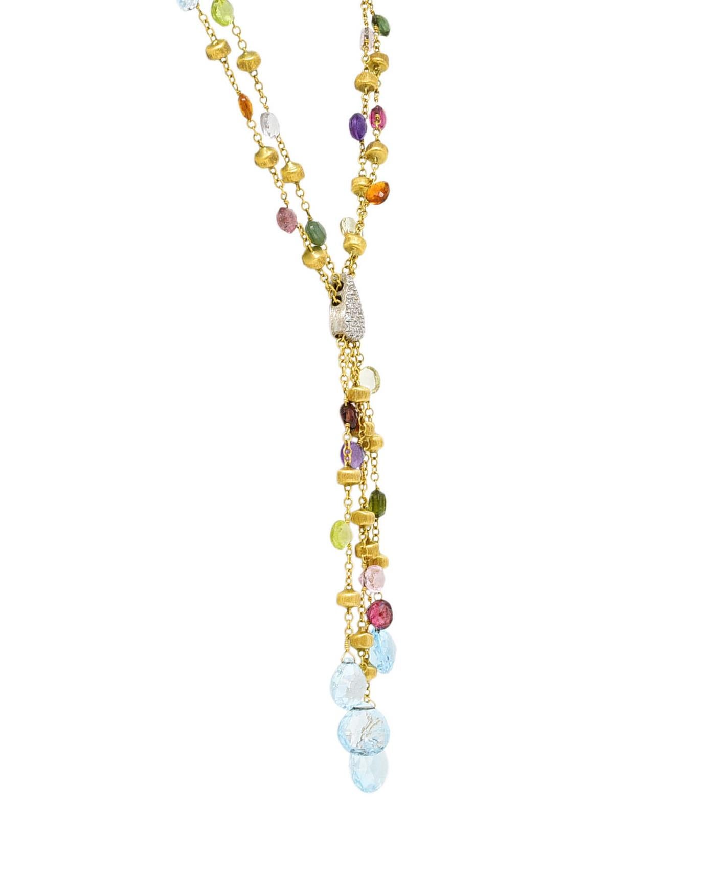 Marco Bicego Multi-Gem Diamond 18 Karat Two-Tone Gold Paradise Lariate Necklace at 1stDibs ...