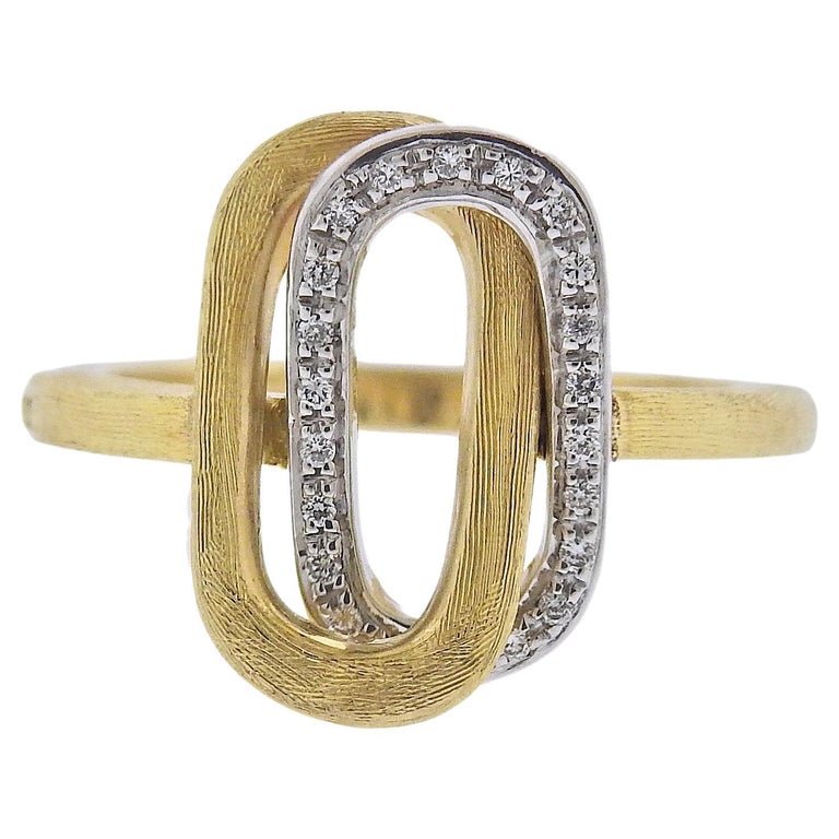 Marco Bicego Murano 18k Gold Link Diamond Ring at 1stDibs