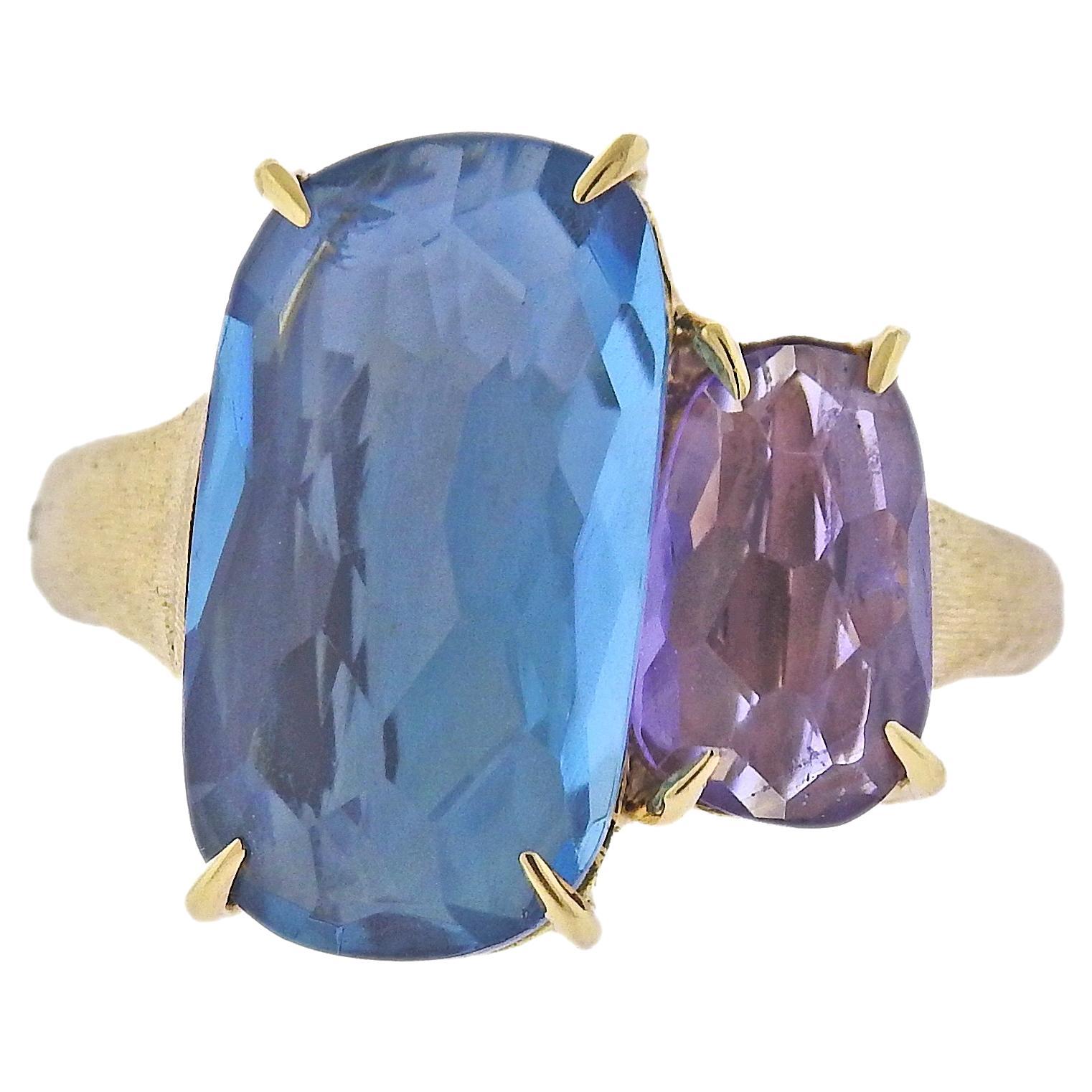 Marco Bicego Diamond Three Color Gold Seven Strand Ring at 1stDibs