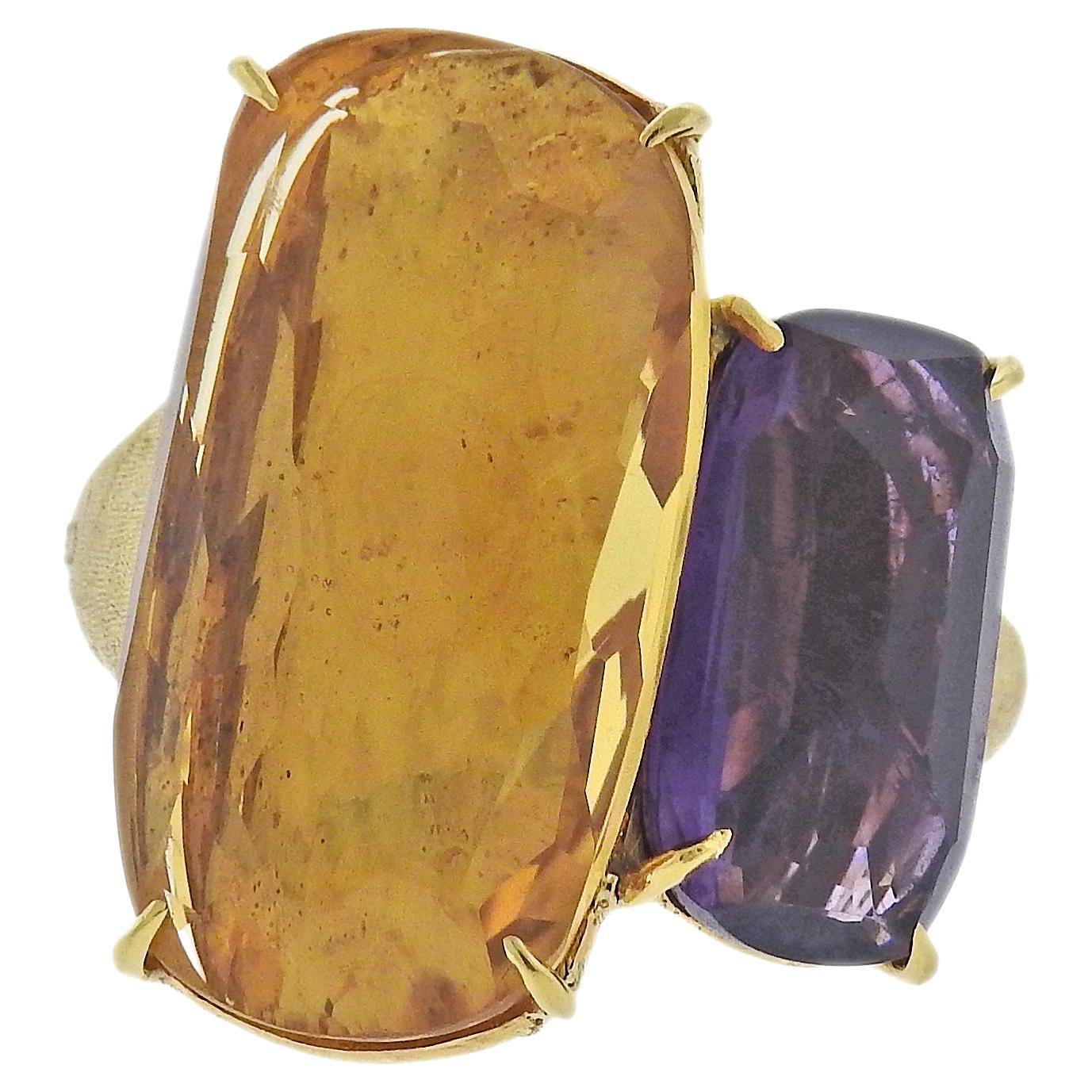 Marco Bicego Paradise Multicolor Gemstone Gold Multi-Strand Ring at 1stDibs