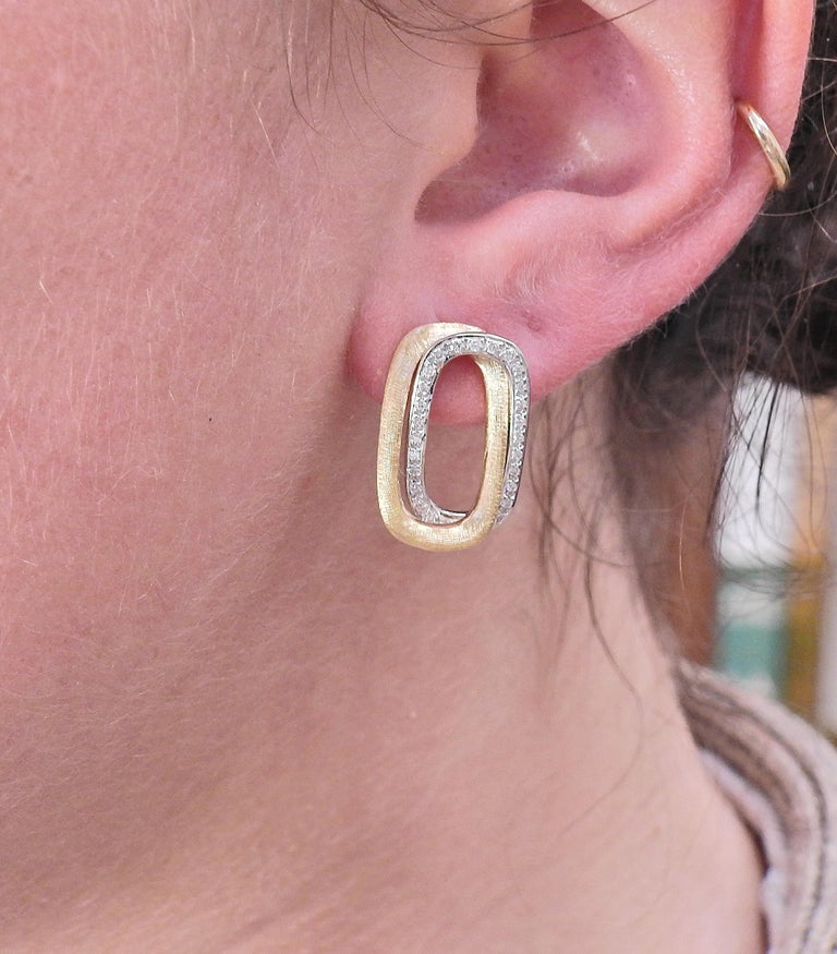 MarCo Bicego Murano Gold Diamond Link Stud Earrings For Sale at 1stDibs