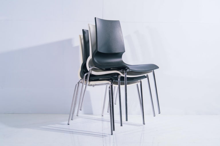 Marco Maran for Knoll, 'Gigi' Side Black and White Chairs, Set of 4 For ...