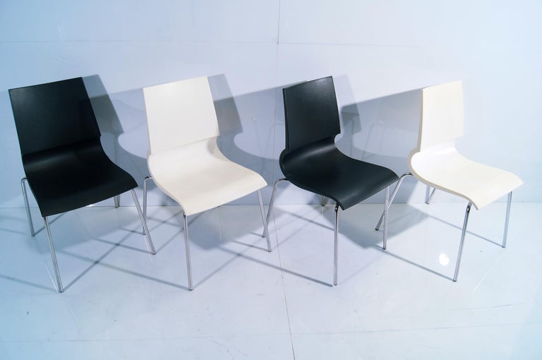 Marco Maran for Knoll, 'Gigi' Side Black and White Chairs, Set of 4 For ...