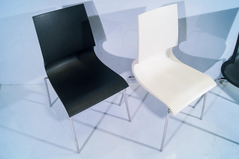 Marco Maran for Knoll, 'Gigi' Side Black and White Chairs, Set of 4 For ...
