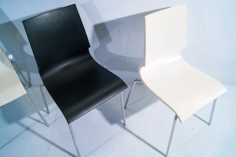 Marco Maran for Knoll, 'Gigi' Side Black and White Chairs, Set of 4 For ...