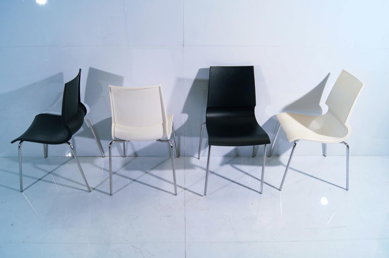 Marco Maran for Knoll, 'Gigi' Side Black and White Chairs, Set of 4 For ...