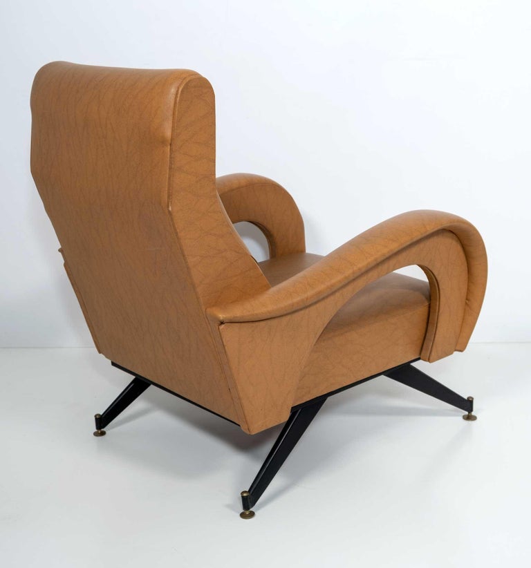 Marco Zanuso Style Mid-Century Modern Italian Leather Lounge Chair ...