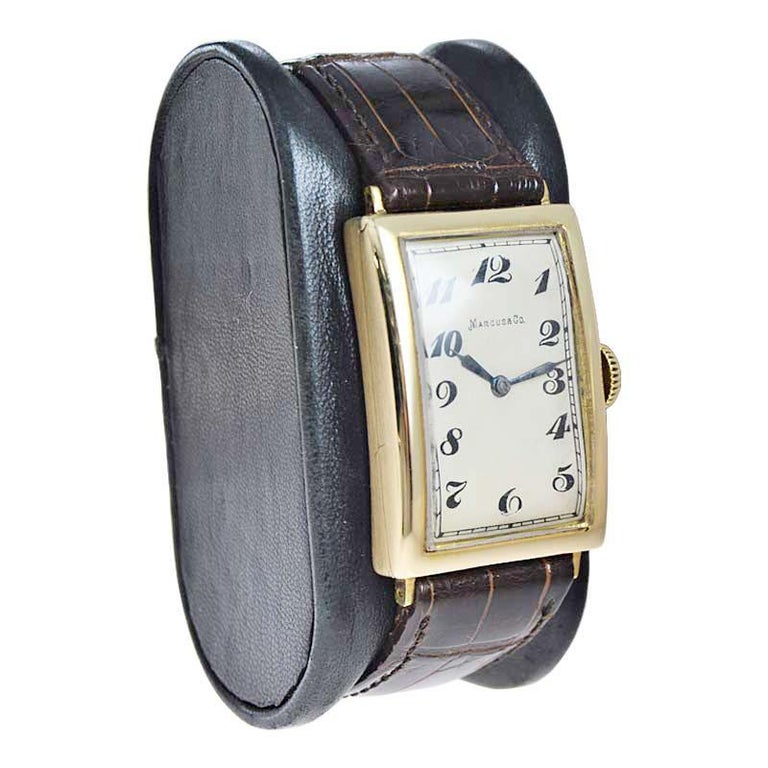 Marcus and Co. 18 Karat Yellow Gold Art Deco Tank Watch by I.W.C, circa ...