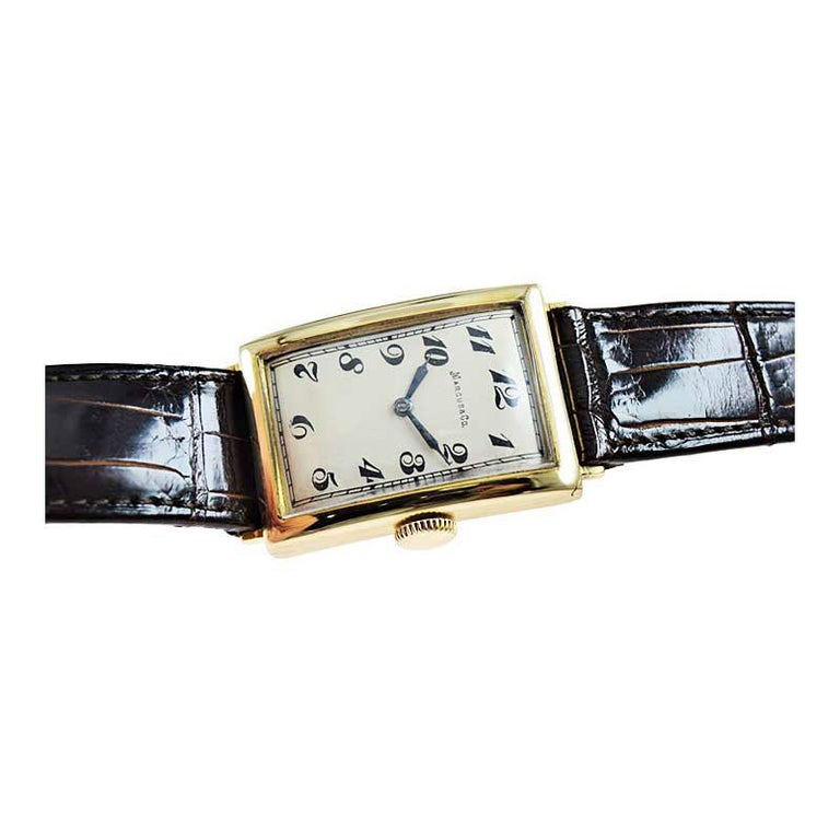 Marcus and Co. 18 Karat Yellow Gold Art Deco Tank Watch by I.W.C, circa ...