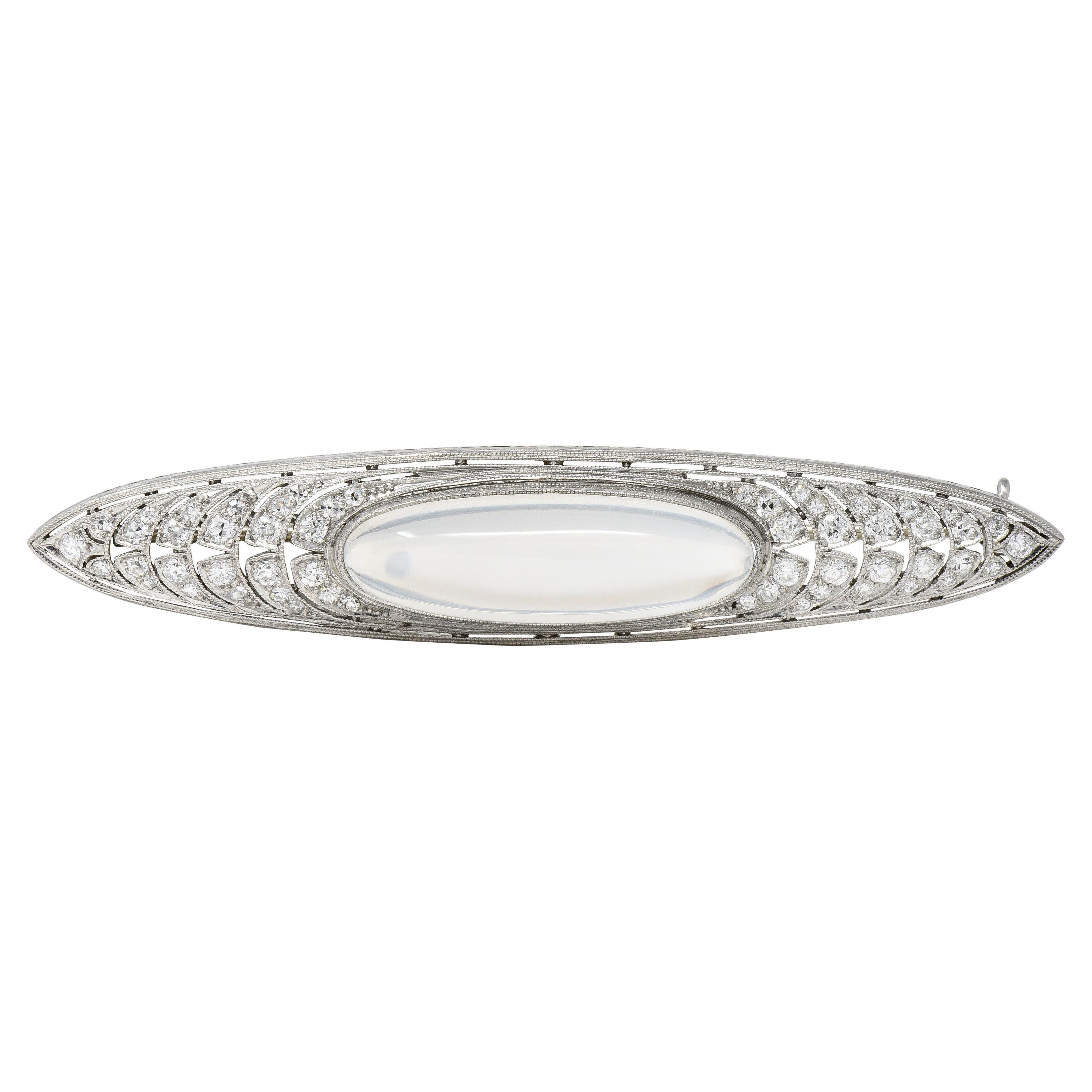 Art Deco Platinum Diamond Moonstone Brooch Pendant For Sale at 1stDibs ...