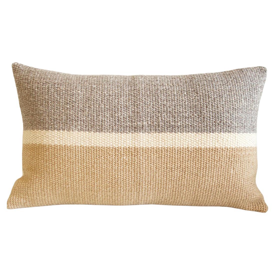 Beige And Gray Modern Boho Chic Style Wool and Cotton Pillow For Sale ...