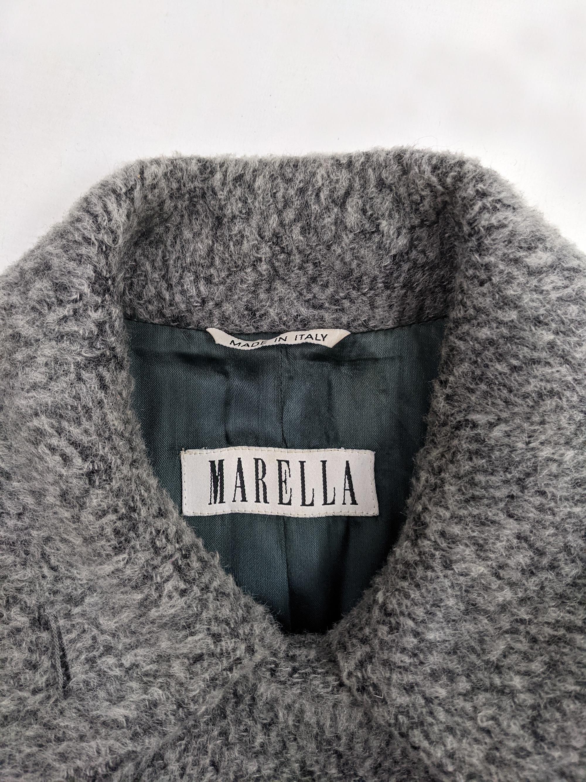 Marella by Max Mara Vintage Grey Mohair, Virgin Wool and Alpaca Long Coat, 1990s For Sale at 1stDibs