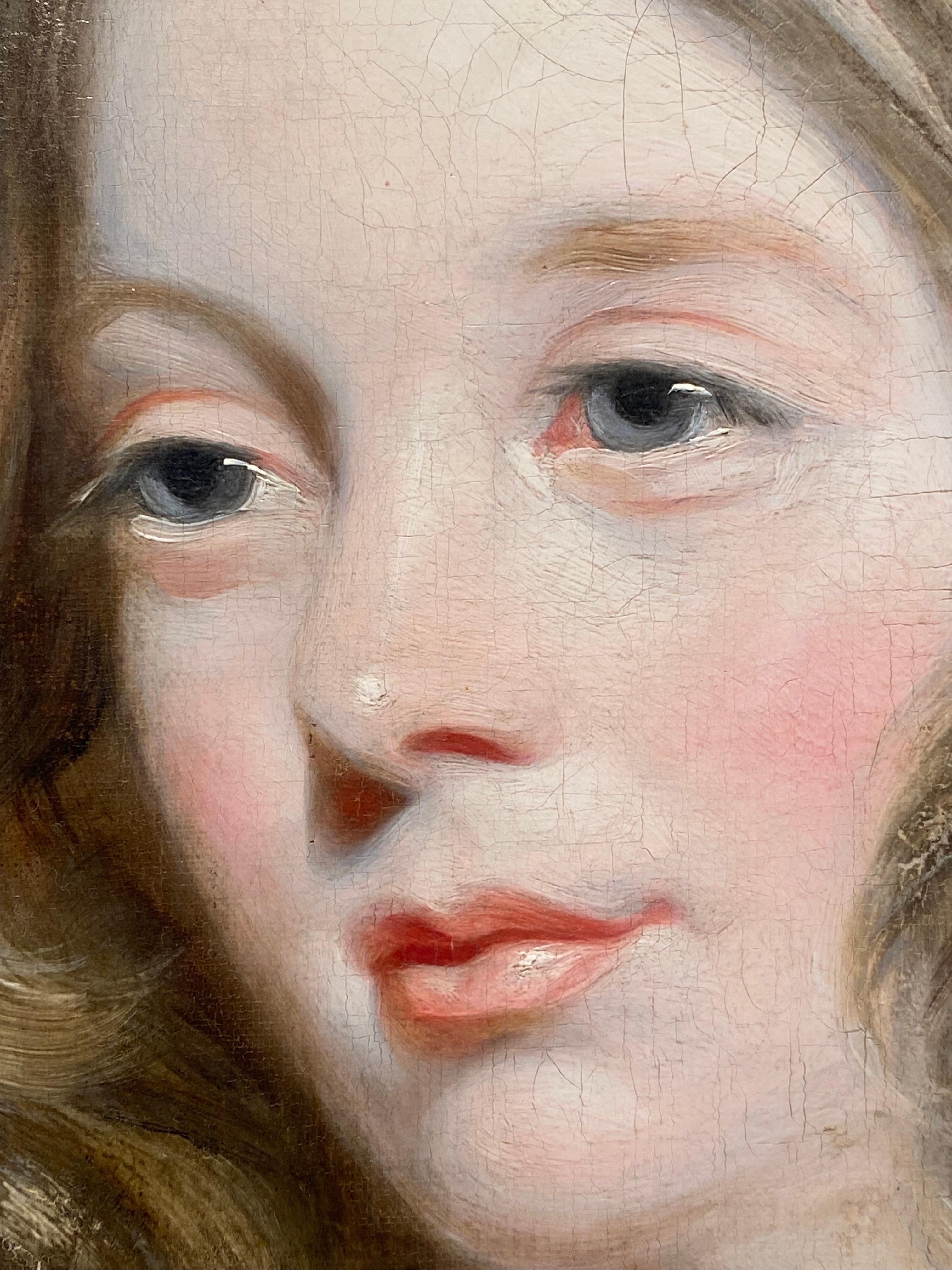 19th century British portrait Miss Coote with her dog - Girl Female ...