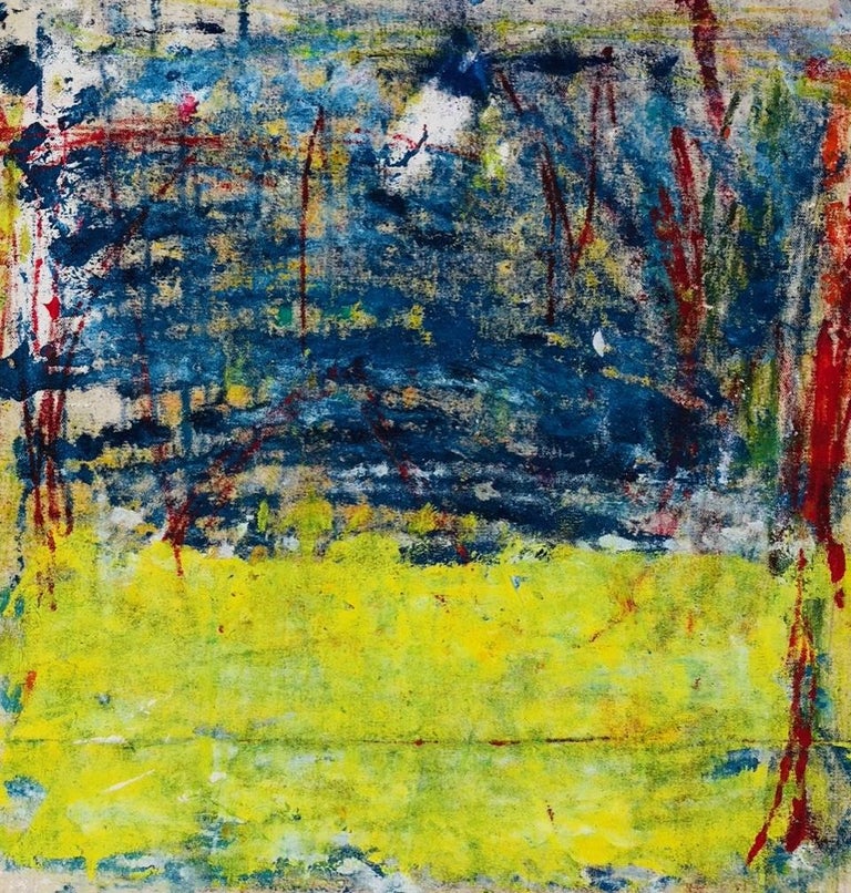 Margaret Fitzgerald - Escondido, bright blue and yellow abstract ...