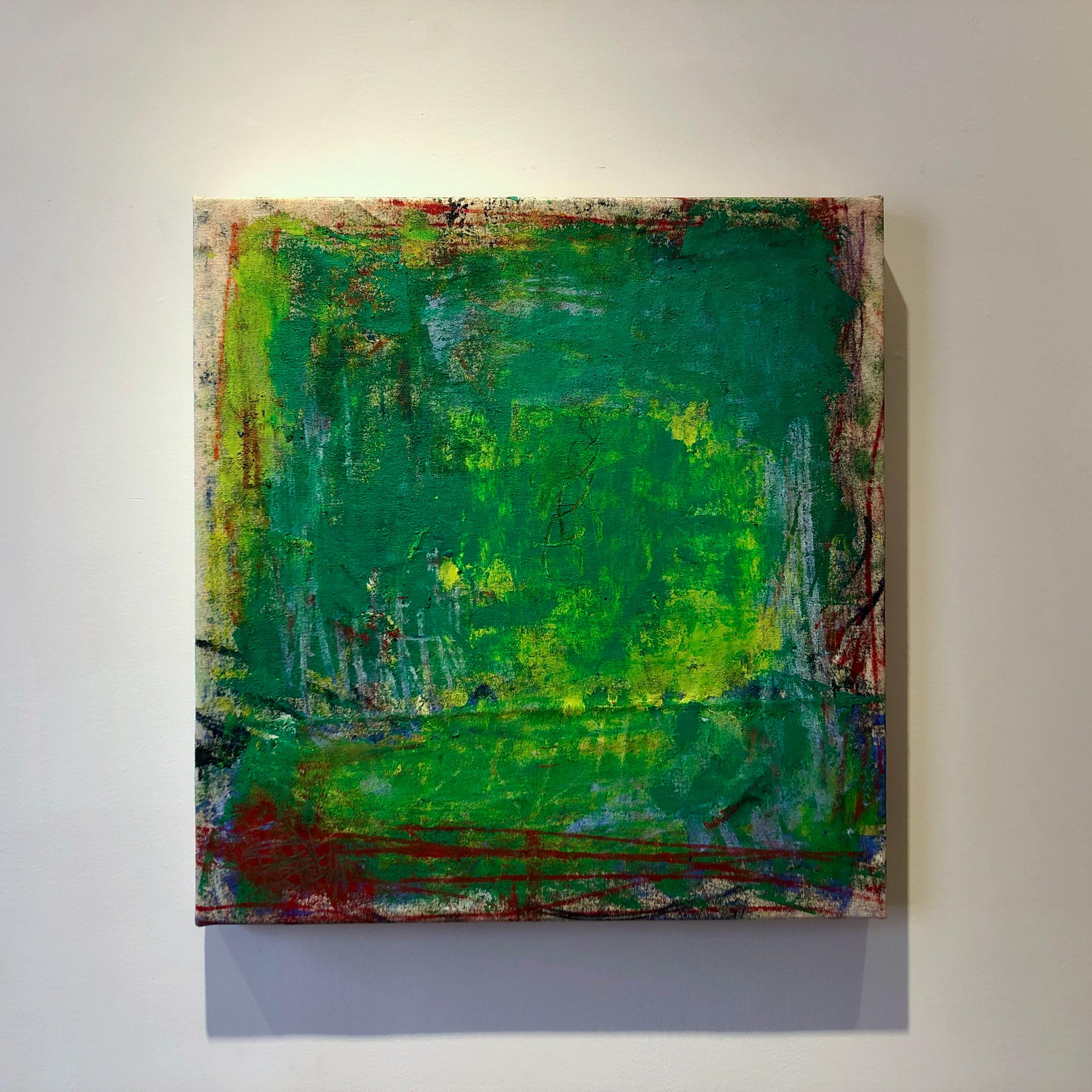Margaret Fitzgerald - Piedra Lisa, bright green abstract expressionist ...