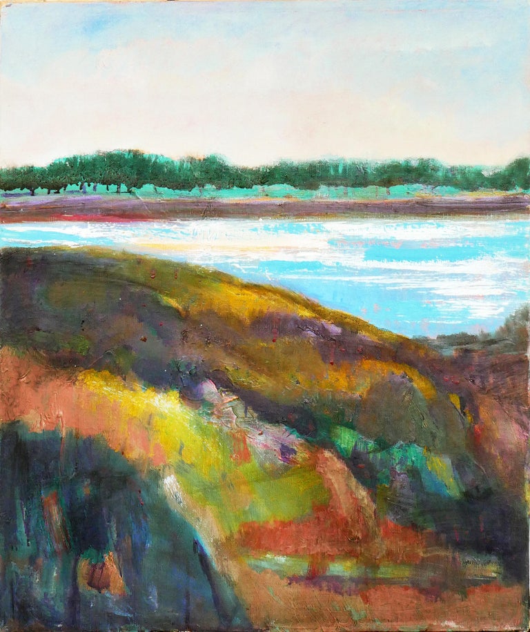 Margaret Nobler - Cool Toned Impressionist Lake on a Mountainside ...