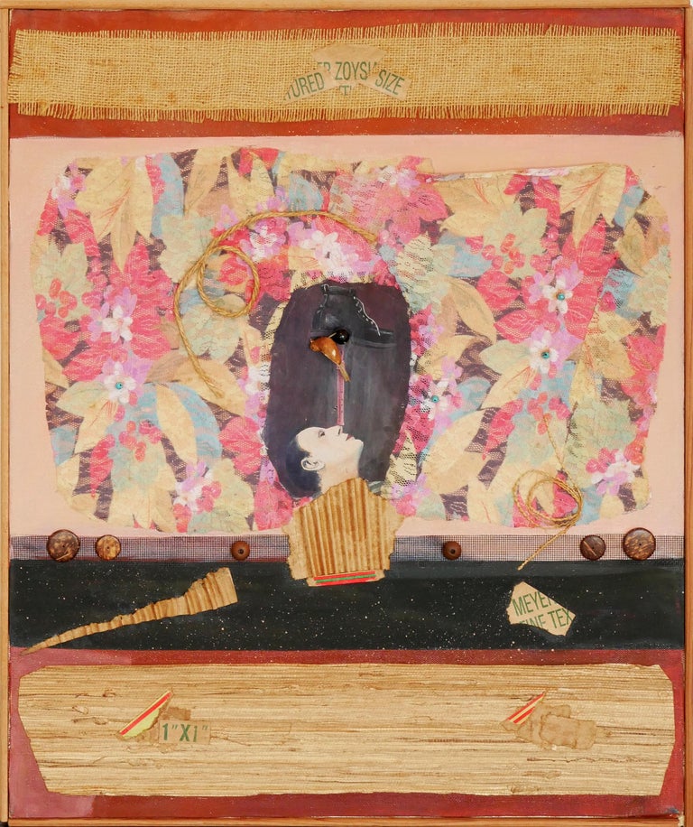 Margaret Nobler - Pink and Orange Abstract Figurative Mixed Media ...