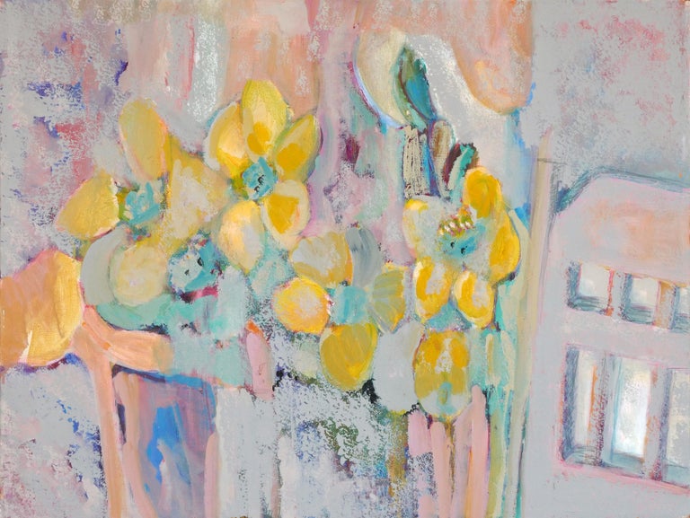 Margaret Nobler - Pink Pastel-Toned Abstract Floral Interior Still Life ...