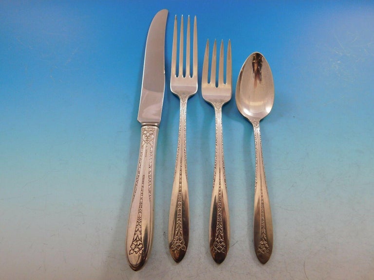 Margaret Rose by National Sterling Silver Flatware Set for 12 Service ...