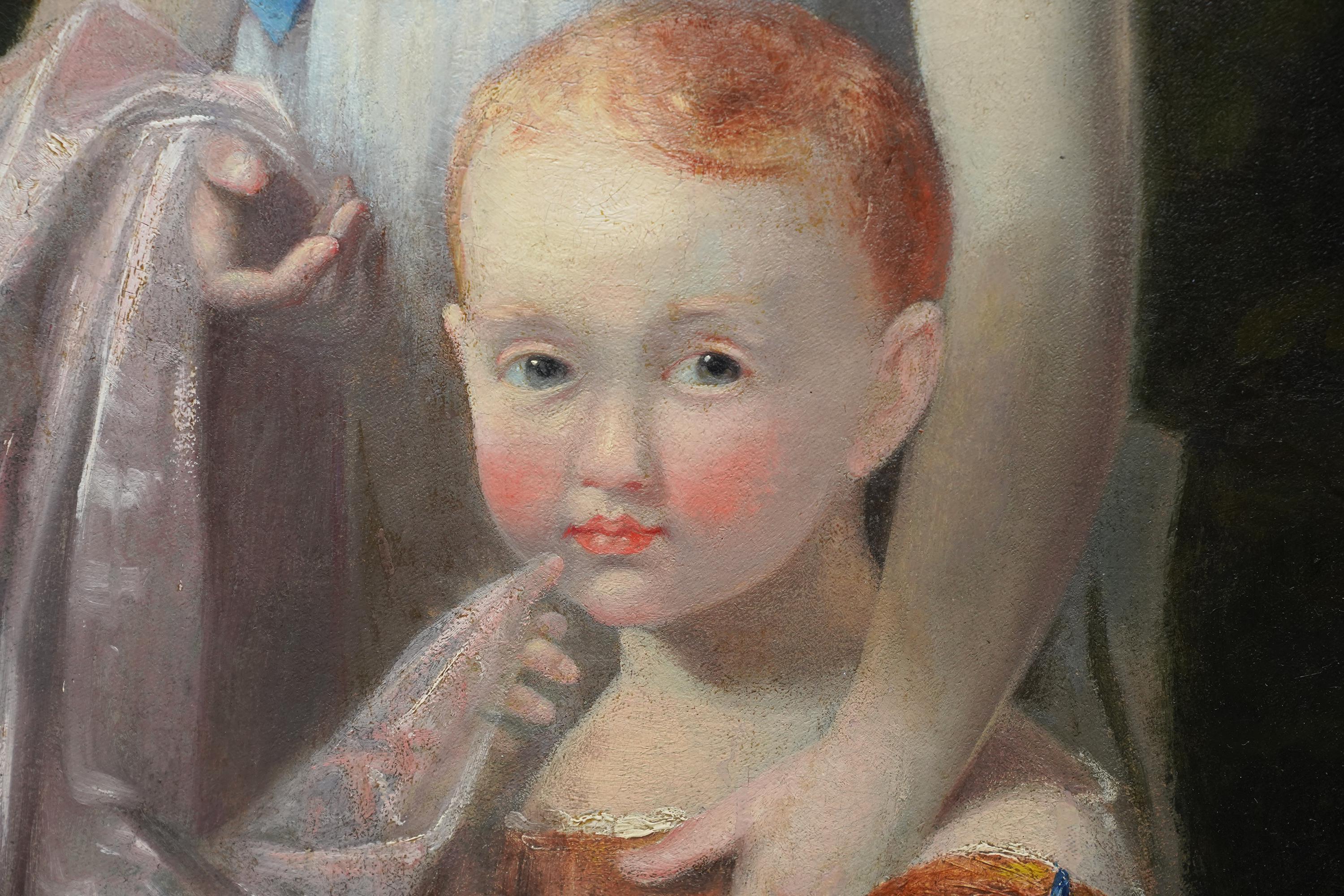 Portrait of Two Sisters in a Landscape - British 19th century art oil ...