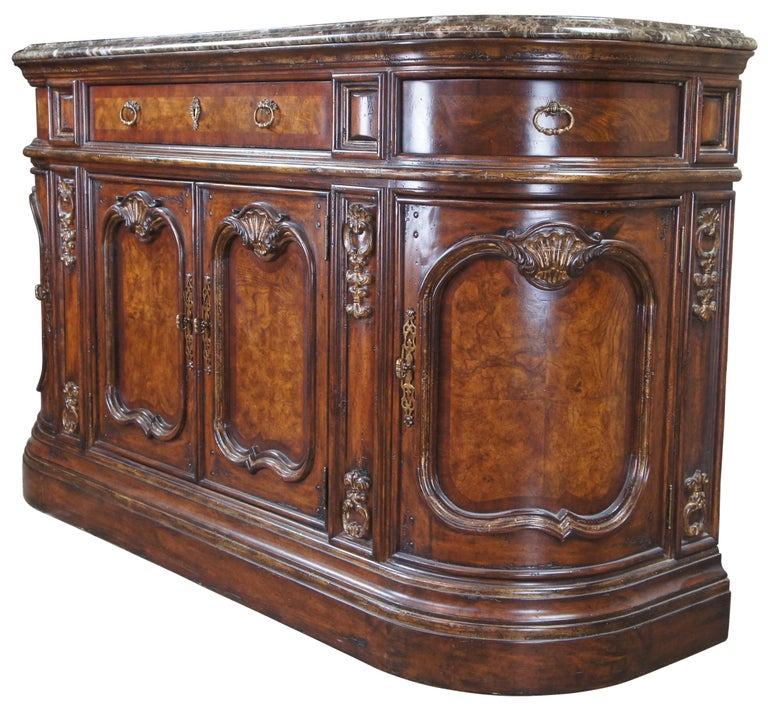 Marge Carson French Baroque Marble Top Buffet Console Sideboard ...