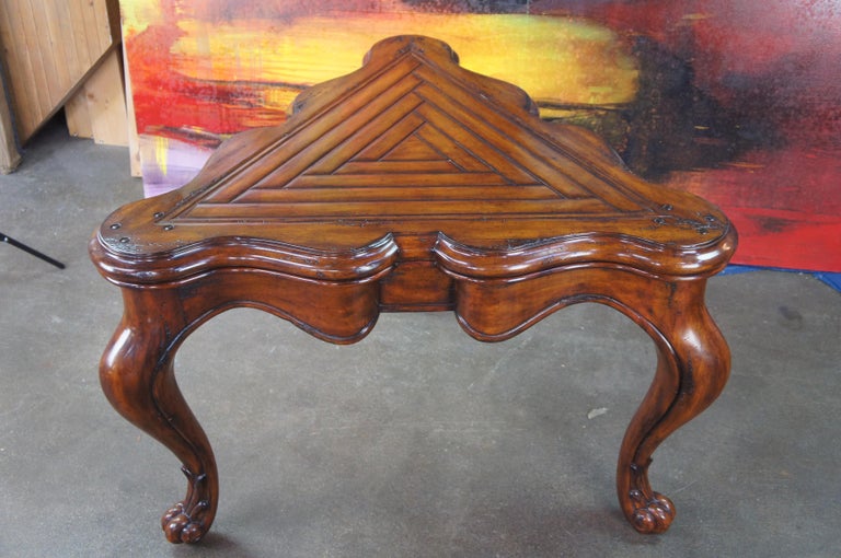 Marge Carson Mahogany Loire Serpentine Triangular Side Console Center ...