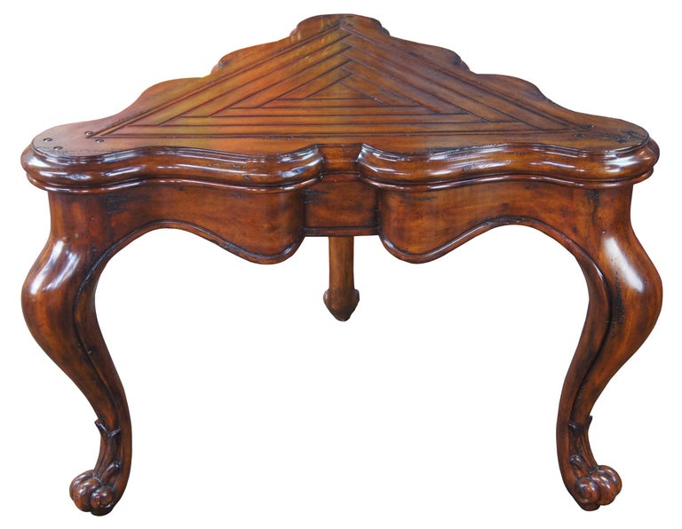 Marge Carson Mahogany Loire Serpentine Triangular Side Console Center ...