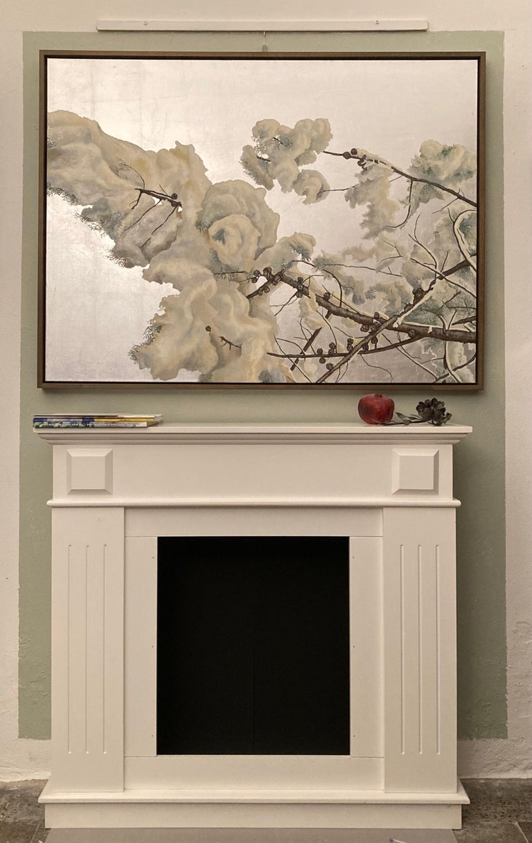Margherita Leoni - Snowy tree; oil on silver ground canvas. By ...
