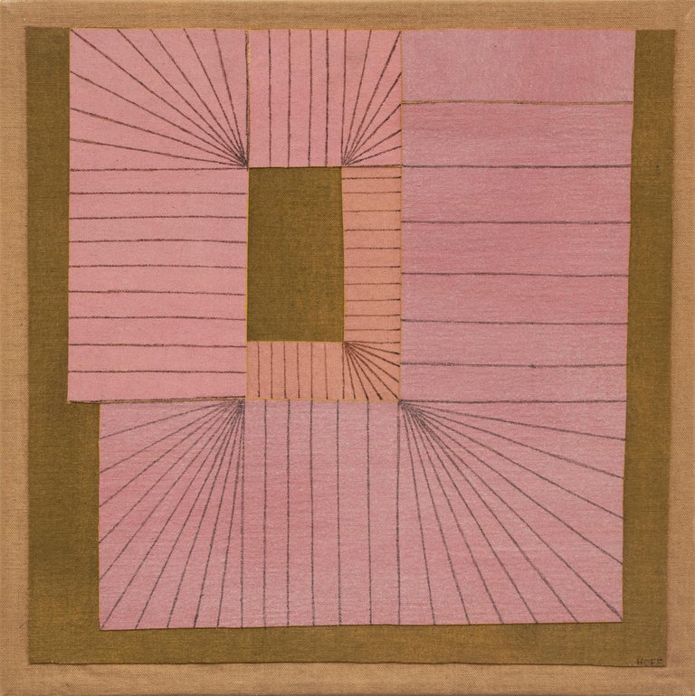 Margo Hoff - Untitled (Abstract in pink, coral, brown and black) at 1stDibs