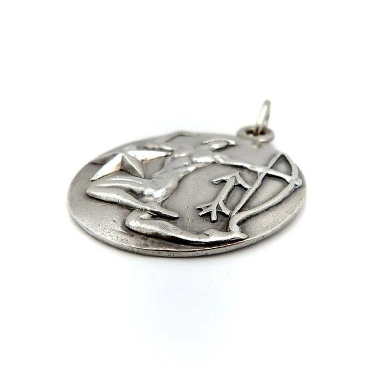 Margot De Taxco Zodiac Sterling Silver Sagittarius Pendant Medallion ...