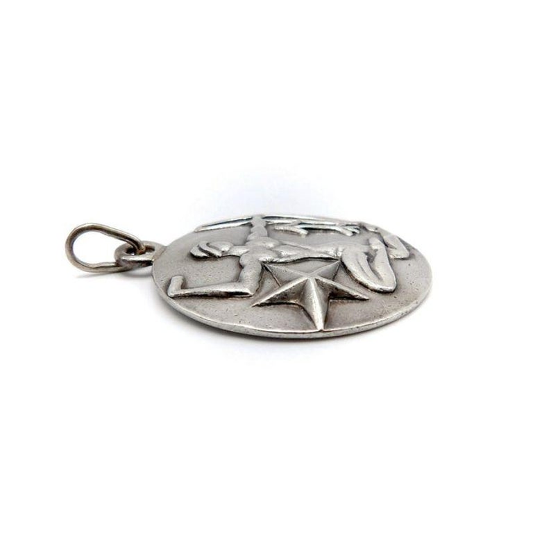 Margot De Taxco Zodiac Sterling Silver Sagittarius Pendant Medallion ...