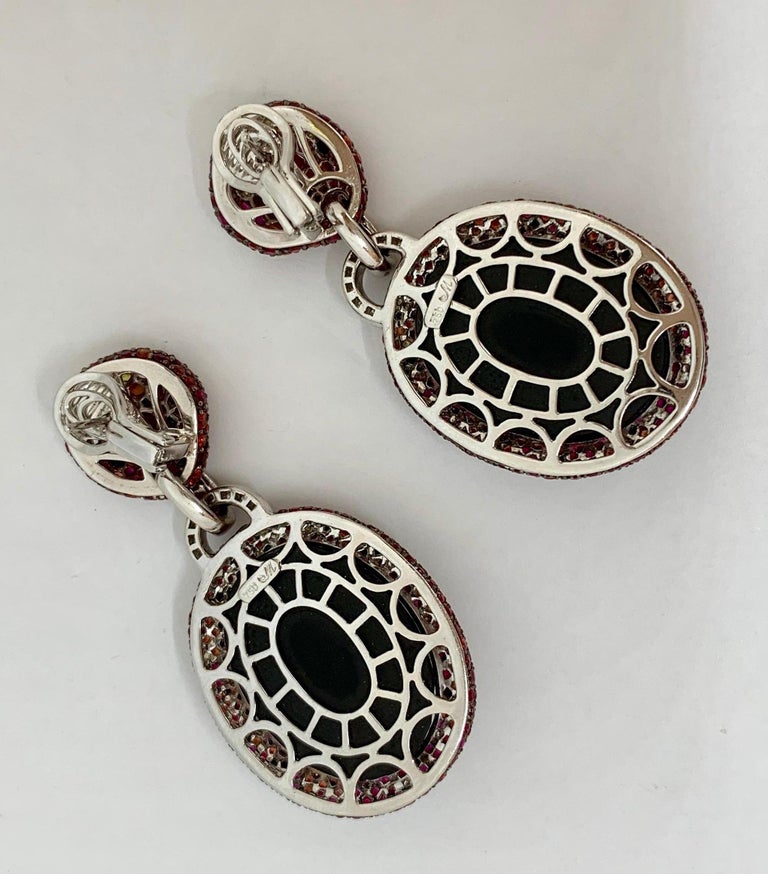 Margot McKinney 18K Gold 101.51ct Onyx Earrings with Diamonds, Rubies ...