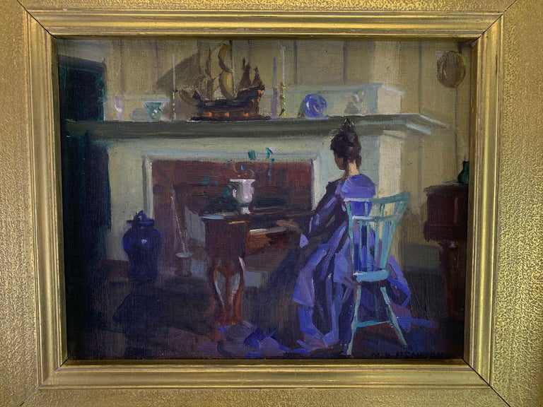 Marguerite Stuber Pearson Oil of a Woman at a Spinet, Boston School ...