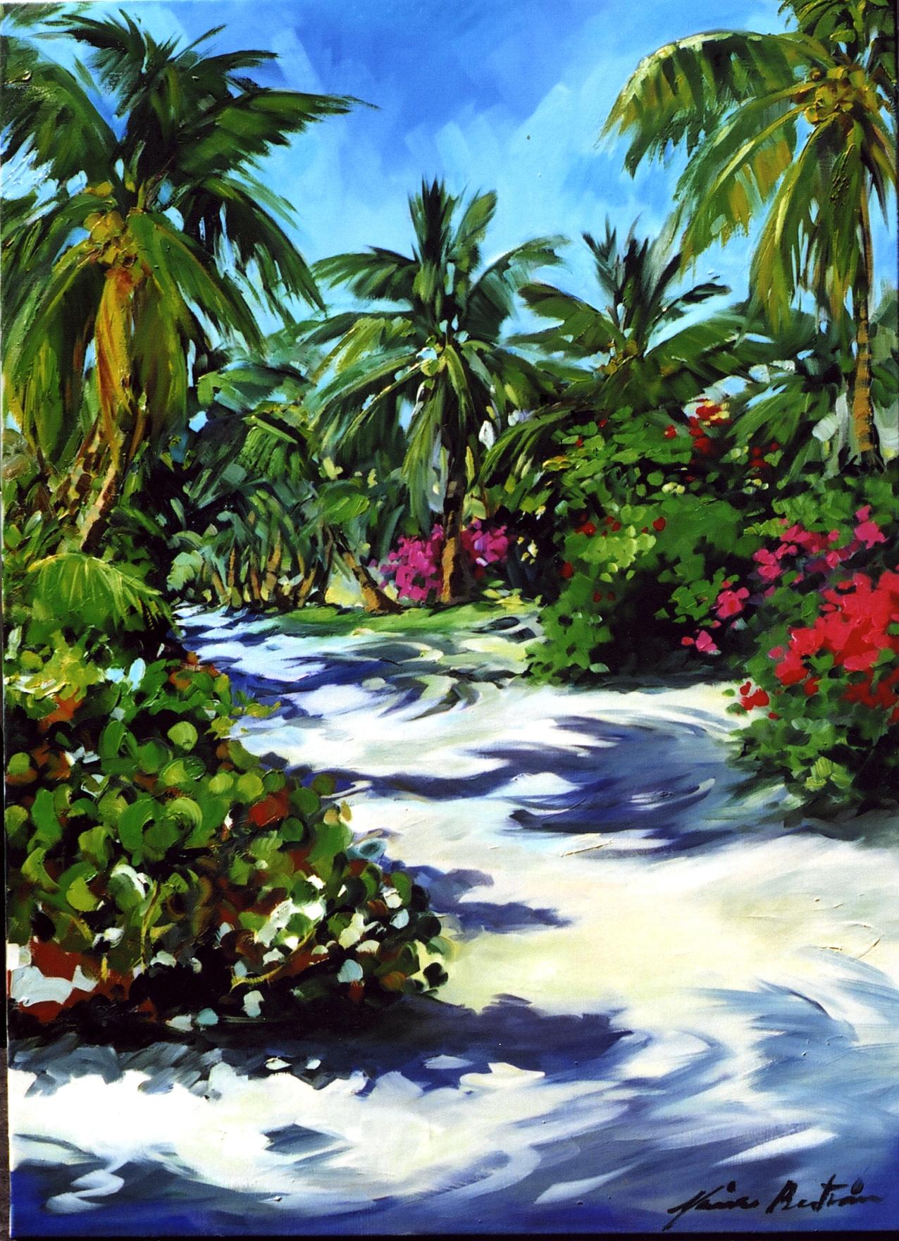 Maria Bertran - "Palm Alley" Contemporary Impressionist Oil of Florida ...