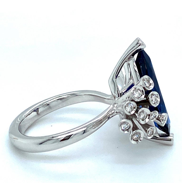 18kt Maria Gaspari Marquise Intense Blue Sapphire and Diamond ...
