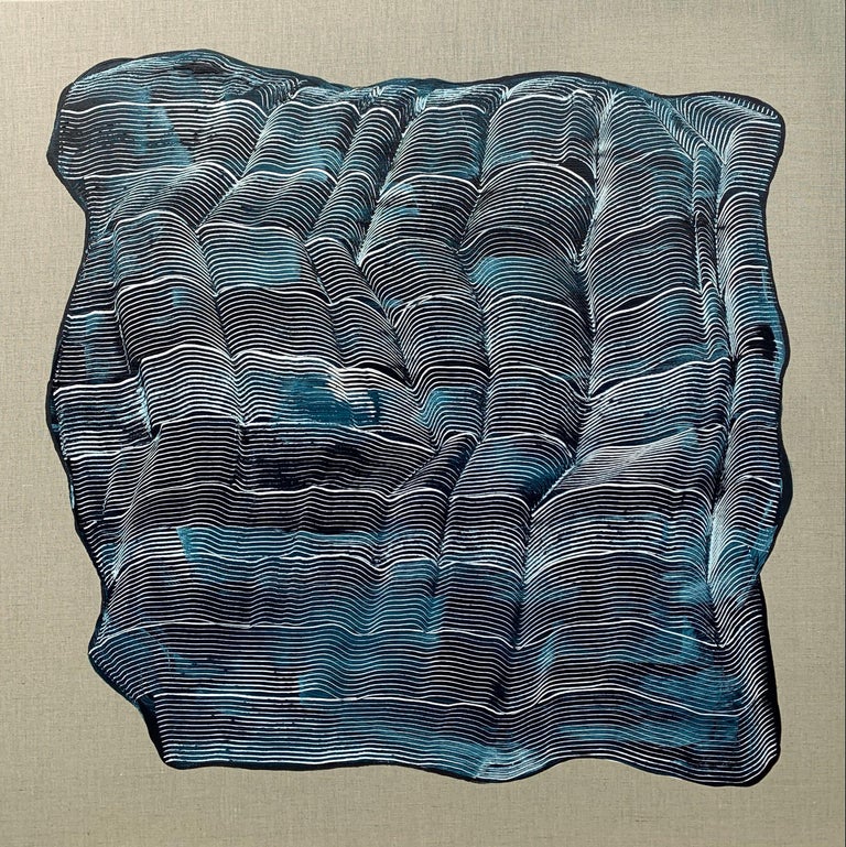 Maria José Benvenuto - 'White strokes over blue 2', 2021, Colourful ...