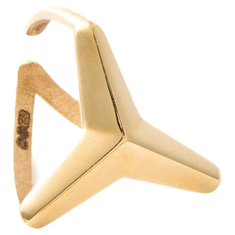 Maria Kotsoni Contemporary 18k Gold Three Pointed Star Minimal Large ...