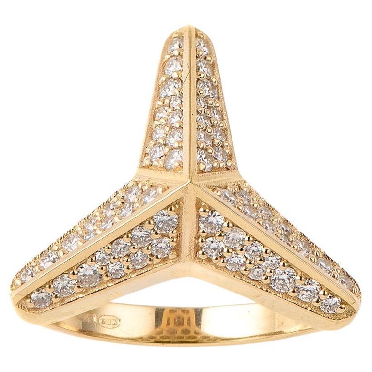 Maria Kotsoni Contemporary 18k Yellow Gold Three Pointed Star White ...