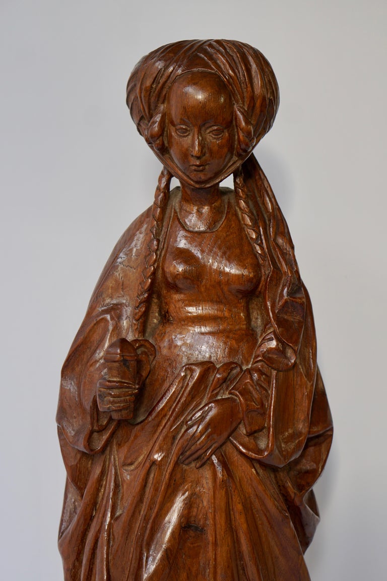 Maria Magdalena Carved Sculpture in Oak at 1stDibs