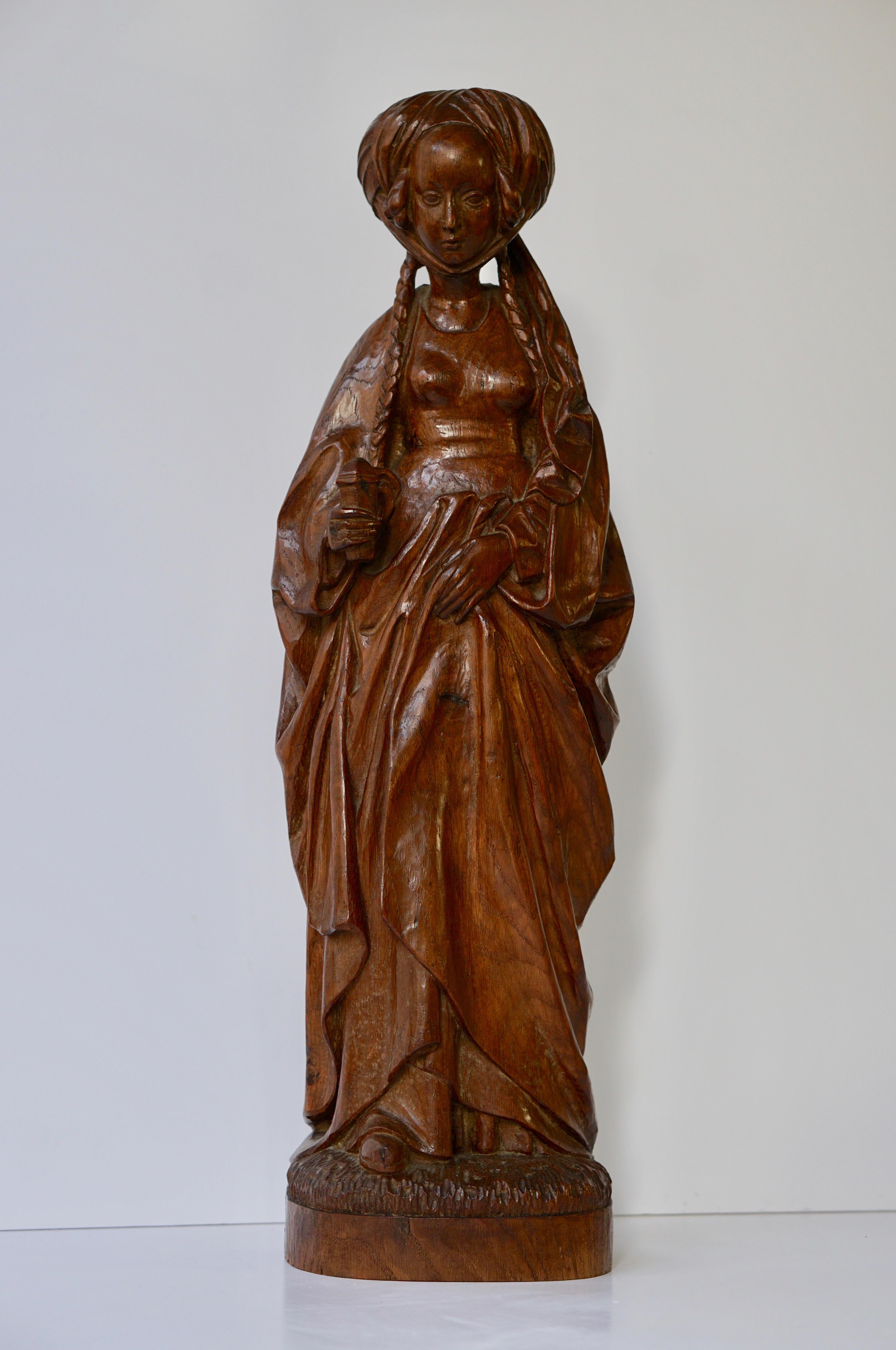 Maria Magdalena Carved Sculpture in Oak at 1stDibs