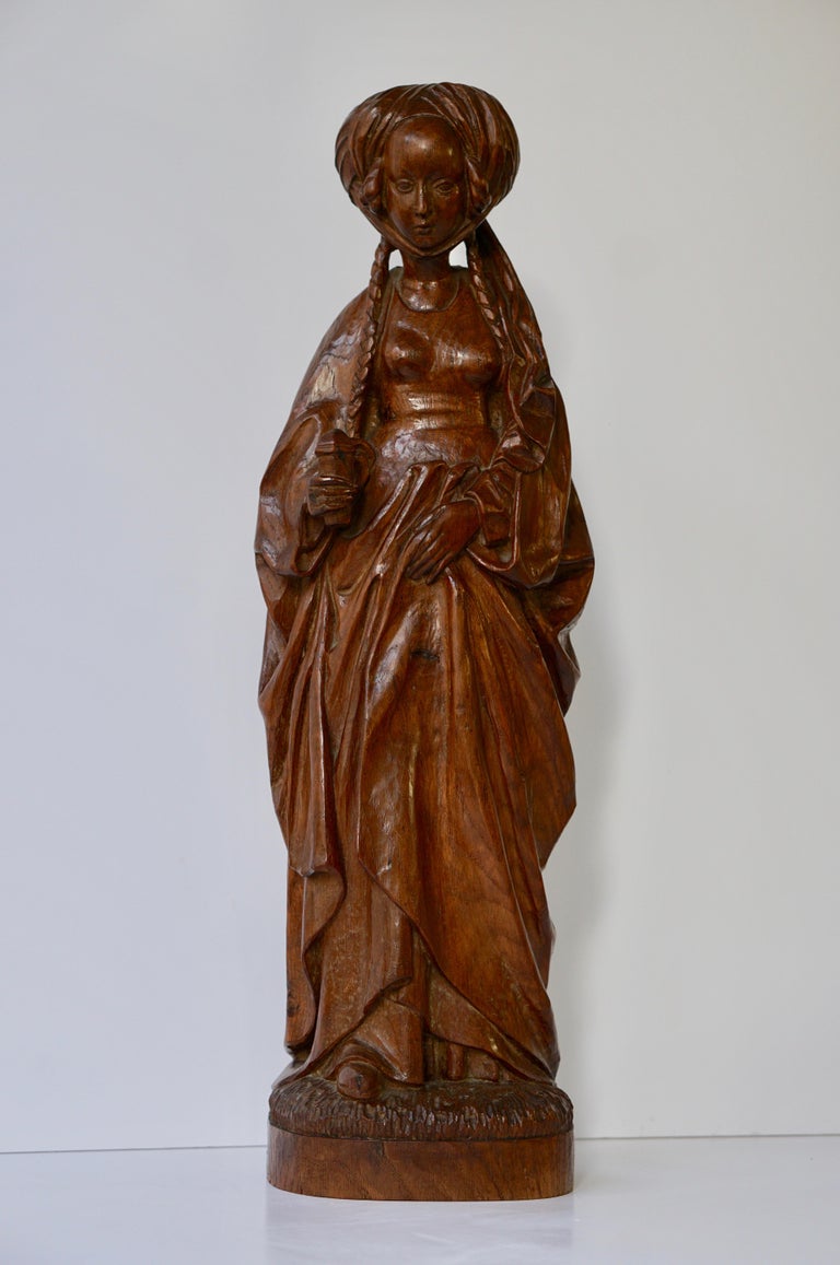 Maria Magdalena Carved Sculpture in Oak at 1stDibs