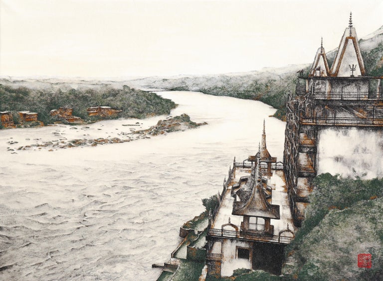 Maria Mitsumori - Arcane - Mineral and Ink, Landscape painting of ...