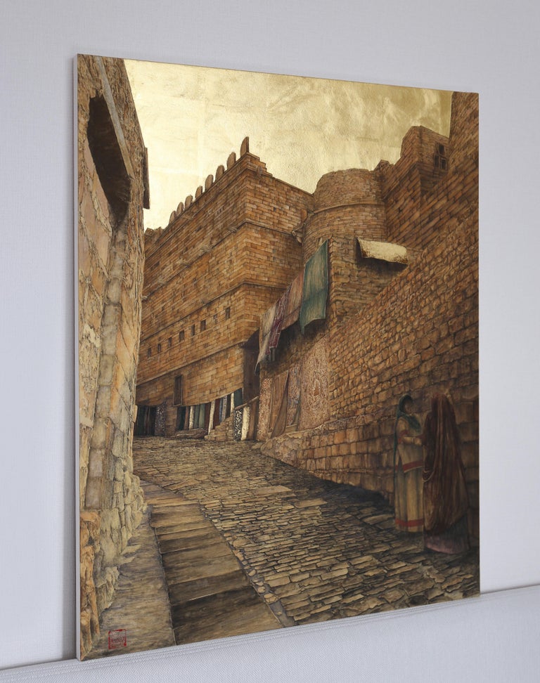 Maria Mitsumori - Street of Jaisalmer - Gold Leaf, Mineral and Ores ...