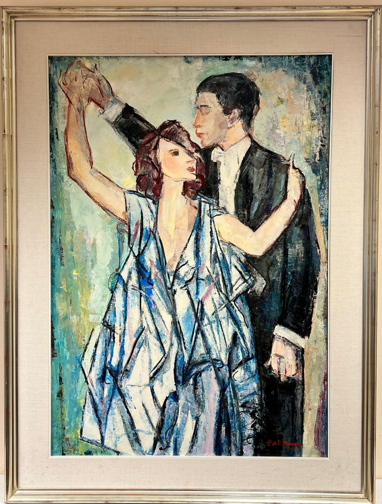 Maria Tort Xirau - Huge Spanish/ French Oil Painting - Baby blue couple ...